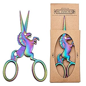 SUNNYCLUE 1pc Unicorn Sewing Scissors 4.5Inch Small Snips Stainless Steel Sharp Tip Brow Shaping Vintage Scissors Shears for DIY Crafting Needle Work Threading Art Work