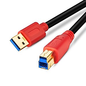 Tan QY USB 3.0 Cable A Male to B Male 20Ft, Type A to B Male Compatible with Hard Disk Drive,Printers,Scanner,USB Hub,Monitor and More (6m/20Ft)