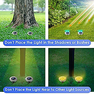 Solar Lights Outdoor, Disk Lights LED Garden Lights Solar Powered Waterproof In-Ground Outdoor Landscape Lights for Patio Pathway Garden Lawn Yard Driveway Deck Walkway, Solar Ground Lights(8 Packs)