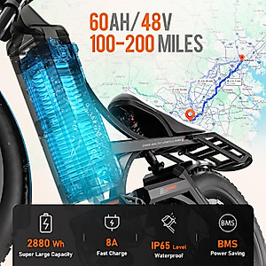 eAhora Romeo Pro Electric Bike for Adults,1200W 60Ah 26'' Fat Tire Electric Bike,E Mountain Bike Full Suspension Ebike Dual Hydraulic Brakes, Long Range 100+Miles Fast Moped Style, Romeo Pro-Gray