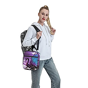 wsrgvab Dragon Fantasy Purple Portable Lunch Box Bag Insulated Reusable Lunch Tote For Men And Women