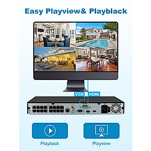 Anpviz 16CH 4K Dome POE IP Security Camera System, 8pcs Wired 8MP Turret Cameras with Human Detection, H.265 16 Channnel NVR with 4TB HDD Pre-Installed, for 24/7 Recording, U Series