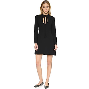 Jill Jill Stuart Women's Long Sleeve Cocktail Dress Front Cut Out and Tie at The Neck, Black, 10