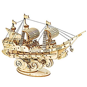 Rolife 3D Wooden Puzzles Model Kit for Adults to Build, Wooden Model Ship Series Sailing Ship Building Model Kit, DIY Crafts Hobbies/Collections/Decorations/Gifts for Friends and Family (Sailing Ship)