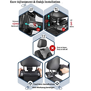 SiegenPro Car Seat Headrest Pillow Adjustable in 4 Directions Car Neck Pillow Memory Foam with Seat Back Hooks and Adjustable Headrest Phone Tablet Car Mount Holder