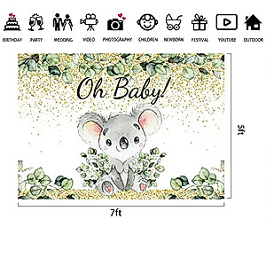 Lofaris Cute Koala 1st Birthday Party Backdrop Greenery Boy First Birthday Background Oh Baby Baby Shower Party Decor Cake Table Banner 7x5ft