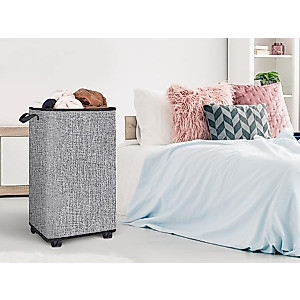 PHESWISOM 90L Large Rolling Laundry Hamper, Laundry Basket with Wheels and Handle for Storage, Dirty Clothes Hamper for Laundry, Tall Laundry Basket, Collapsible Laundry Hamper for Bathroom Dorm, Grey