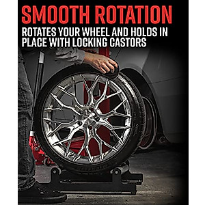 Adam's Rolling Wheel Detailing Stand - Wheel & Tire Car Detailing Roller for Wheel Cleaning, Ceramic Coating, Applying Tire Shine & Car Wheel Wash | Garage Accessory for Detailers