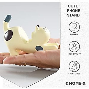 Home-X Cat Phone Stand, Cute Desktop Smartphone Holder, Vertical or Horizontal, Universal Cell-Phone Stand, Cream with Spots