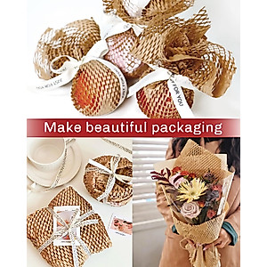 Honeycomb Packing Paper Wrap 15” x 158’, Brown Recycled Moving Supplies Eco-Friendly Bubble Paper Packing Wrapping for Fragile Items, Glassware, Ceramics, Electronics and Decorations Packaged Bouquet