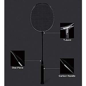 Senston Graphite Badminton Racket 6U, Single High-Grade Badminton Racquet, Professional Carbon Fiber Badminton Racket with Grip