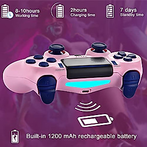 YU33 2 Pack Remote for PS4 Controller, Wireless Gamepad Work for Playstation 4 Controllers, Game Control for PS4 Controller Pro with Joystick, Pa4 Controller for PS4/Silm/PC Purple & Pink