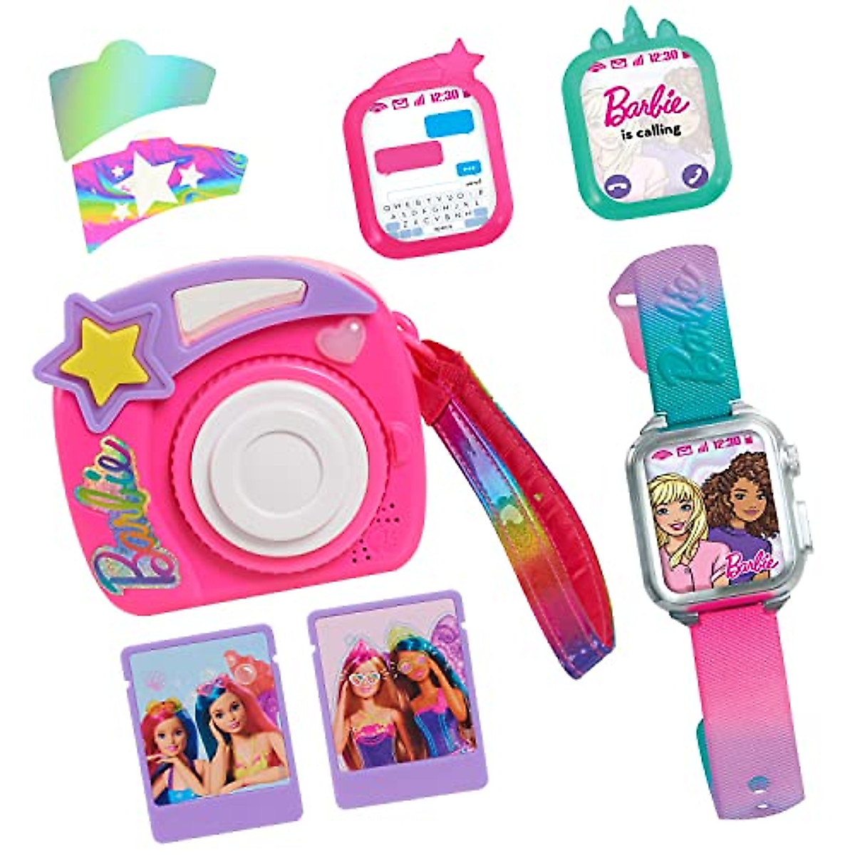 Barbie Photo Filter Play Camera and Play Smart Watch Set with Lights and Sounds, Kids Toys for Ages 3 Up, Gifts and Presents by Just Play