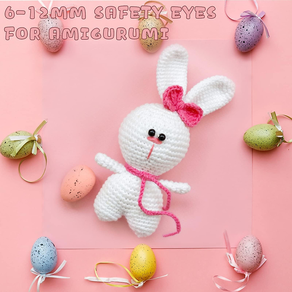 Vanblue Safety Eyes 300Pcs 6-12 mm Plastic Safety Eyes Craft Eyes with Washers for Amigurumi Stuffed Animal Crochet Projects Teddy Bear Puppet Toys DIY Crafts Making