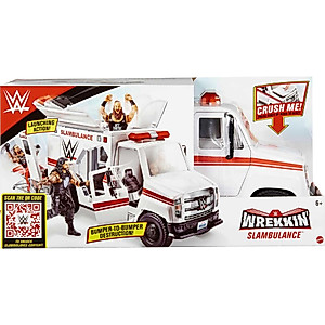 Mattel WWE Slambulance Wrekkin' Vehicle Breakaway Ambulance, for 6-Inch Action Figure