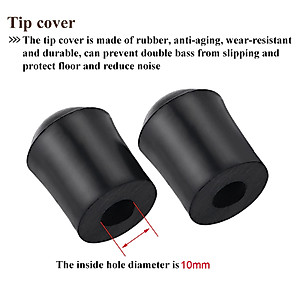 Vbestlife Double Bass Endpin Rubber Tip Stopper, Set of 2 Upright Bass Parts Replacement Rubber Tip for Double Bass End Pin Protector Black
