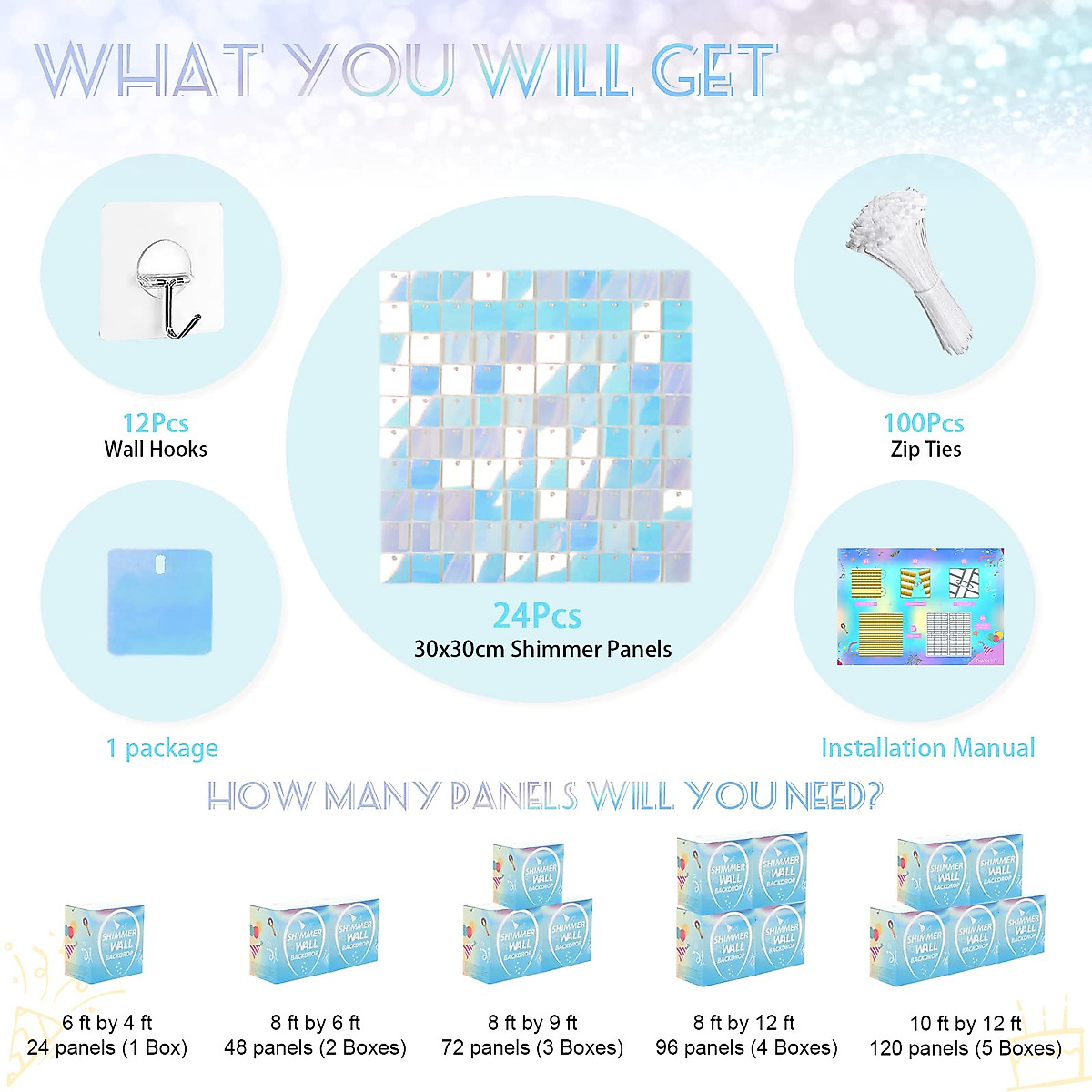 Rainbow Shimmer Wall Backdrop Glitter Backdrop 6ftx4ft Sequin Wall Backdrop for Birthday Decorations Anniversary Wedding Bachelorette Party Supplies