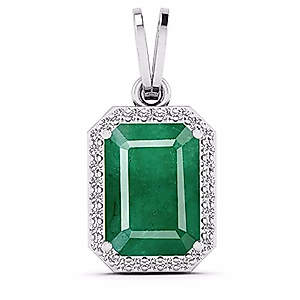 LMDPRAJAPATIS Natural Lab Certified original 7.50 Carat Colombian Emerald Panna Jwelery beautiful Pendant for 925 Sterling Silver Gift Her Everywear pendant