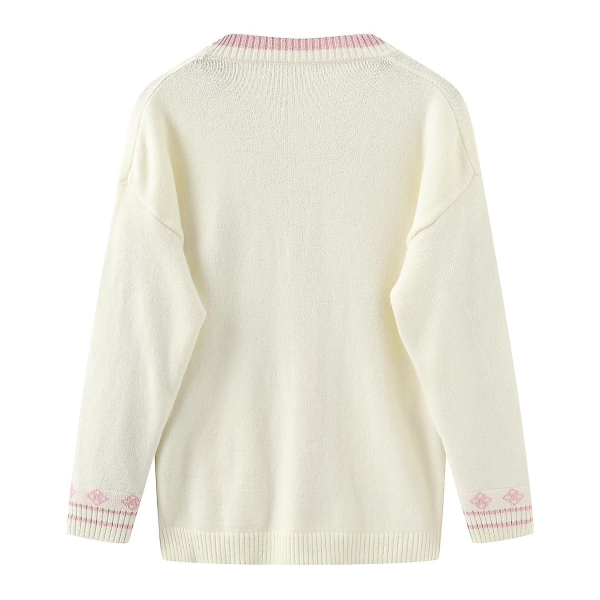 Womens Kawaii Rabbit Knit Sweater Cute Cardigan Aesthetic for Teen Girls Cosplay Y2k Anime Japanese JK School Uniform Jacket Beige