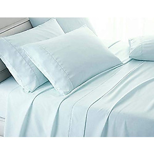 6 Piece Hotel Luxury Soft Cotton Premium Bed Sheets Set, Deep Pockets, Bedding Set Aqua Solid, Queen - 60'' x 80'' Fits Mattress Upto 26-30 inches