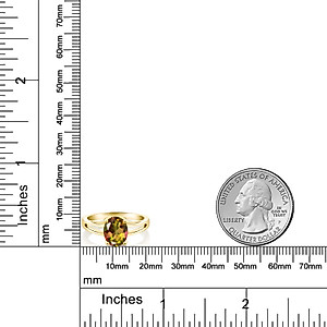 Gem Stone King 18K Yellow Gold Plated Silver 9X7MM Oval Gemstone Birthstone Solitaire Engagement Ring | Wedding Engagement Anniversary Promise Ring For Women | Available In Size 5, 6, 7, 8, 9