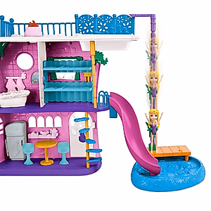 Polly Pocket Lil’ Lake House with 2 Stories, Slides, Lake Accessories, Living Accessories, 3-inch Polly Doll & Her Dog Peaches; For Ages 4 and Up [Amazon Exclusive]