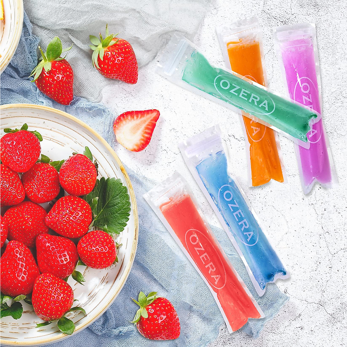 Popsicle Bags 180 Pack Ice Pop Bags Disposable Popsicle Pouches with Silicone Funnel, DIY Popsicle Freezer Bags for Kids Healthy Snacks, Yogurt Sticks, Juice and Fruit Smoothies and Ice Candy Pops