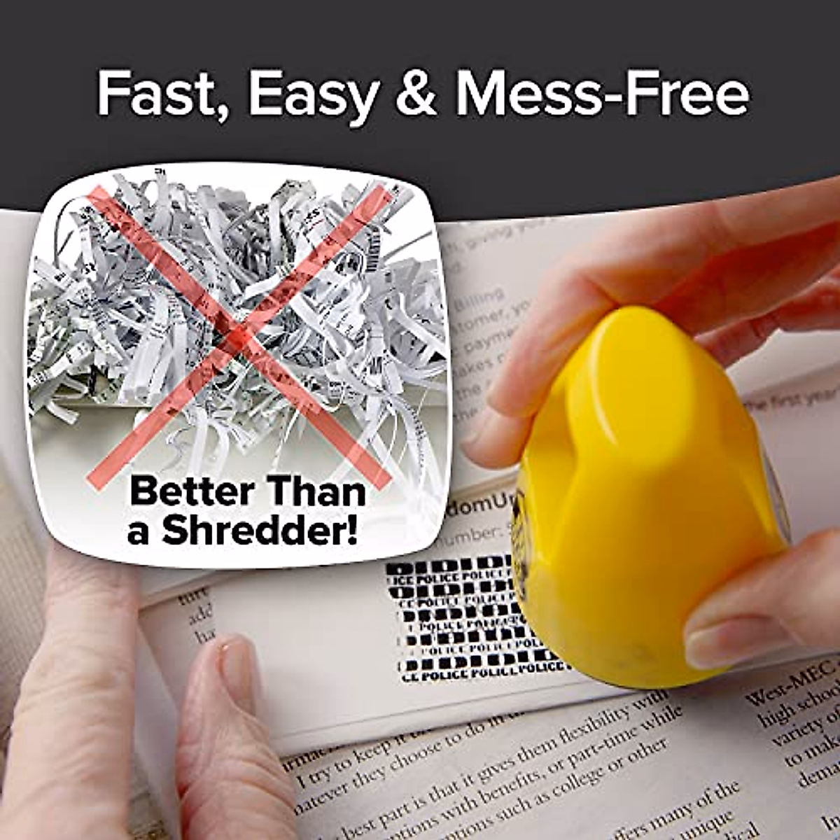 ID Police Identity Theft Protection Roller Stamp, As Seen on TV Police Identity Protection Roller Helps Stop ID Theft by Concealing Your Info with Just One Roll, Yellow, Stocking Stuffer