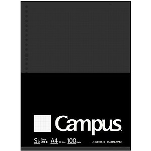 Kokuyo Campus Loose Leaf Paper for Binders, Business Type, Sarasara Smooth Writing, A4, 5mm Grid Ruled, 30 Holes, 100 Sheets, pH Neutral, Bleed Resistant, Japan Import (NO-G806S-5N)