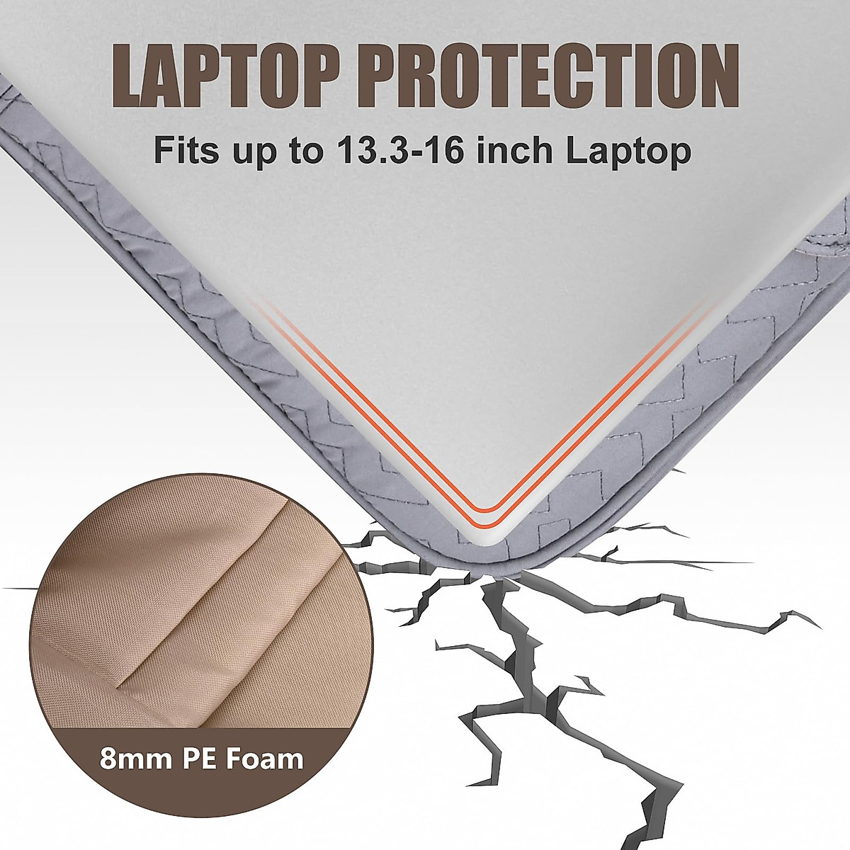 HXLGMD Laptop Bag 15.6 Inch Protective Laptop Shoulder Bag Computer Carrying Case Compatible with MacBook Pro 16 inch, HP, Dell, Lenovo, Asus, Messenger Office Bag with Strap - Grey