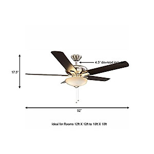 Hampton Bay 57269 Holly Springs 52" LED Brushed Nickel Ceiling Fan Light Kit