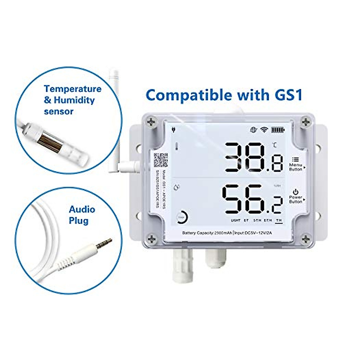 UbiBot TH30S-B External Temperature and Humidity Probe, Monitor -40 to 80 C, 0 to 100% RH, Audio Plug Connector,(Matches with Our GS1-AETH Device only)