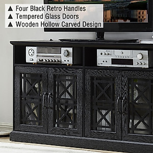 SUPPNEED 53" TV Console/Storage Buffet Cabinet/Sideboard, Black- Wood Grain Finish