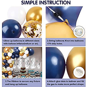 Navy Blue Gold Birthday Party Decorations for Men Women Boys Girls with HAPPY BIRTHDAY Banner, Crown balloons,Corona Foil Balloons,Balloon Garland Kit