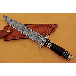 Custom Handmade Damascus Steel Hunting Knife / Bowie Knife SS-17366 ( horn ) (black)