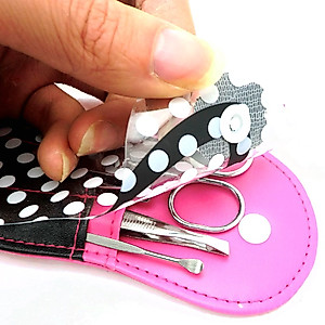 Spove Manicure Sets Pedicure Set Polka Dot Flip Flop Nail Clippers Manicure Kit Nail pack of 6 Hotpink