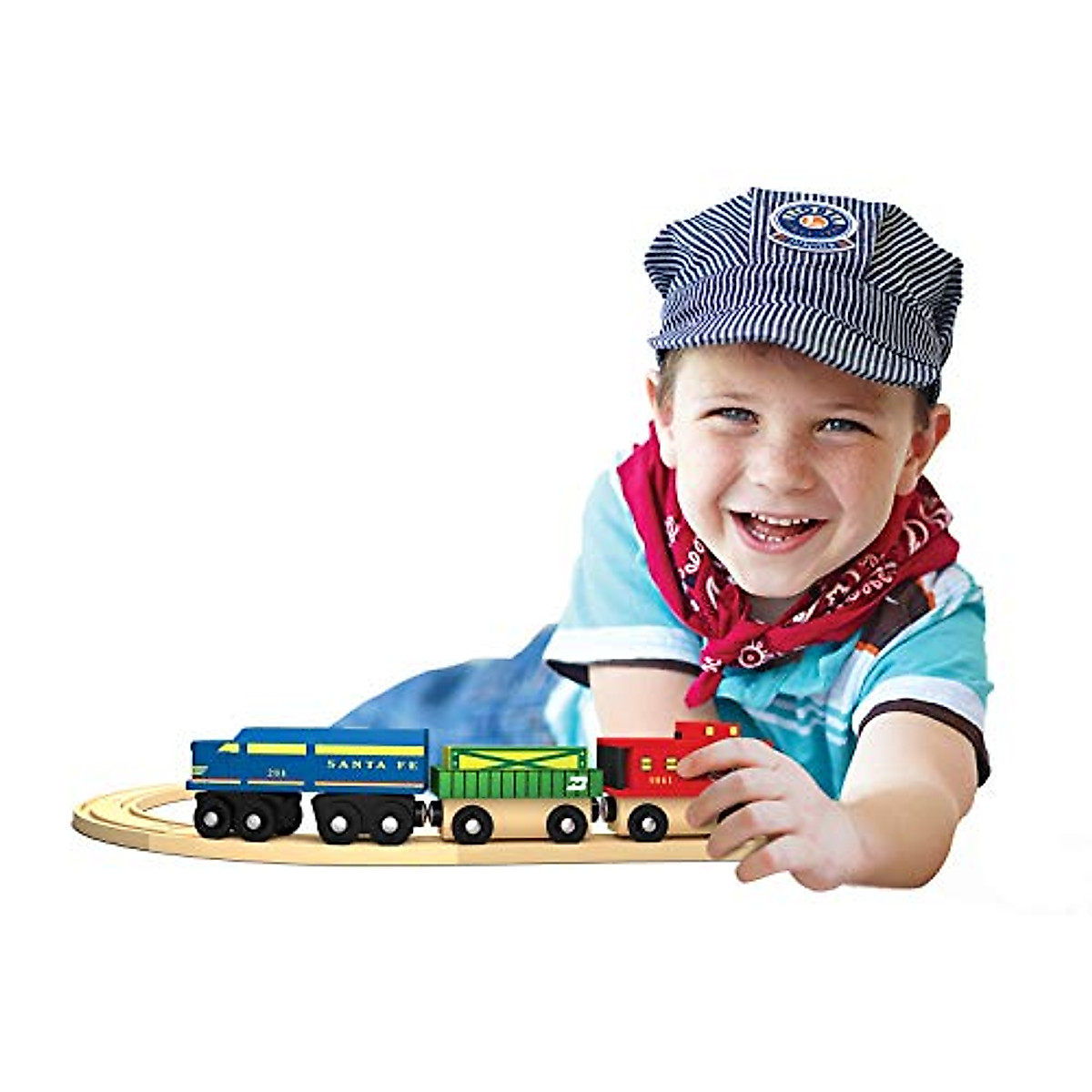 MasterPieces Wood Train Sets - Lionel Santa Fe Cargo 3 Piece Train Set - Officially Licensed Toddler & Kids Toy