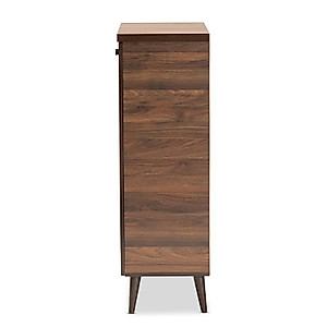 Baxton Studio Salma Modern and Contemporary Walnut Brown Finished Wood 2-Door Shoe Storage Cabinet
