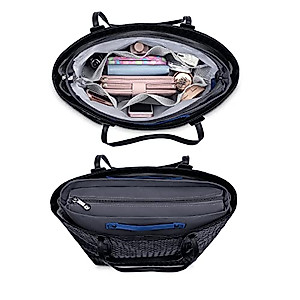 HyFanStr Purse Organizer Insert for Handbags,Tote Bag Organizer Insert Zipper Bag for Women, Handbag Organizer Inside Liner with 15 Pockets, Gray L