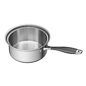 CookCraft by Candace | 3 Quart Tri-Ply Bonded Stainless Steel Aluminum Core Dishwasher Safe Sauce Pan with Glass Latch Lid