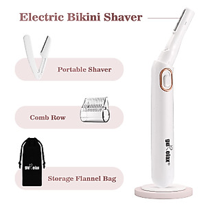 Bikini Shaver for Women Pubic Hair, USB Bikini Line Hair Removal, Ladies Bikini Hair Remover + Foldable Shaver kit, Electric Intimate Trimmer/Razor for Bikini Area, with Storage Bag by Gurelax