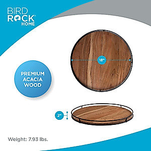 BIRDROCK HOME 18” Wooden Lazy Susan - Espresso - Iron Edges - Table Top Turntable - Cabinet or Pantry Organizer - Decorative Spice Rack Medicine Cleaning Spinning Table - Wood