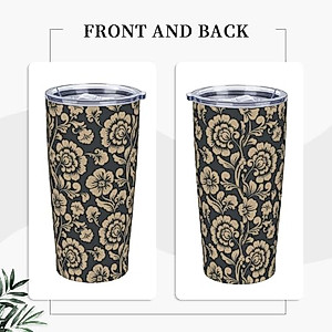 Yaxongx 20oz Tumbler Unique Flower Double Wall Vacuum Insulated Coffee Mug with Lid and Metal Straw Brush Reusable Stainless Steel Water Bottle Travel Cup Gifts for Car Ice Drinks Hot Beverage