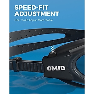 OMID Swim Goggles, Comfortable Polarized Swimming Goggles, Anti-Fog Leak Proof UV Protection Crystal Clear Vision Swim Goggles for Men Women Adult (Black Smoke)