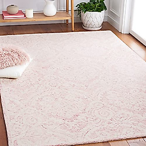 Safavieh Blossom Collection 8' x 10' Pink/Ivory BLM106U Handmade Damask Wool Area Rug