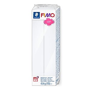 STAEDTLER FIMO Soft Polymer Clay - Oven Bake Clay for Modeling, Jewelry, Sculpting, 1 lb Block, White 8021-0, 454 (8021-1LB-0)