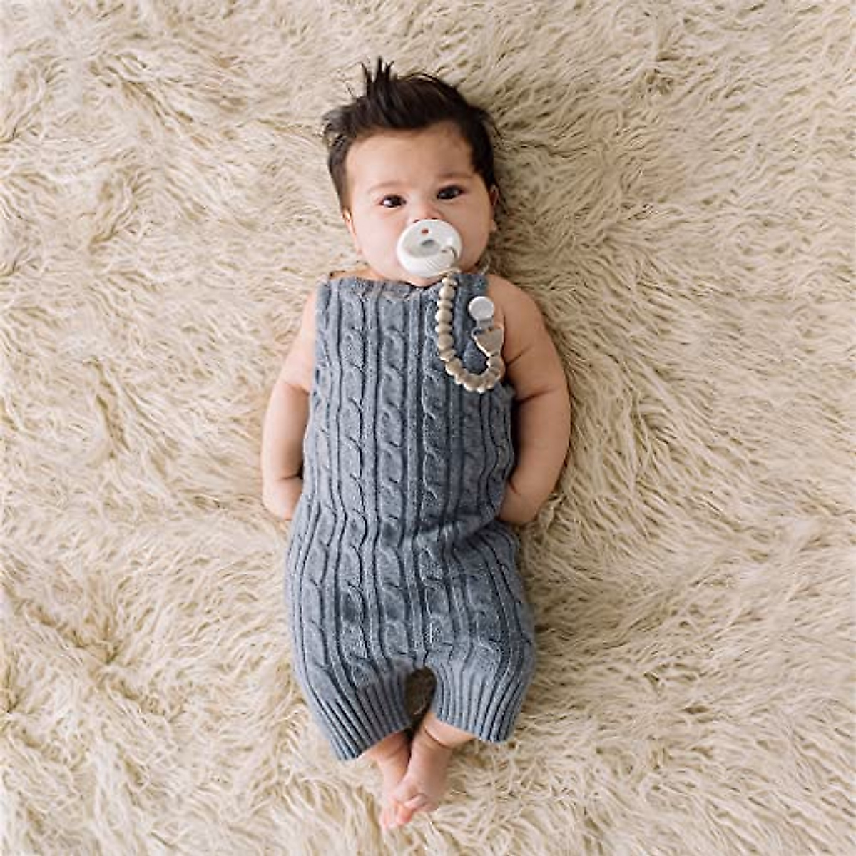 Itzy Ritzy Silicone Pacifier Clip; 100% Silicone Pacifier Strap with Clip Keeps Pacifiers, Teethers & Small Toys in Place; Features One-Piece Design & Silicone Cord, Toast