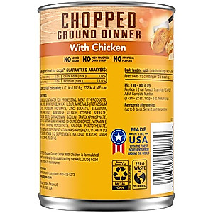 PEDIGREE CHOPPED GROUND DINNER Adult Canned Soft Wet Dog Food with Chicken, 22 oz. Cans 12 Pack