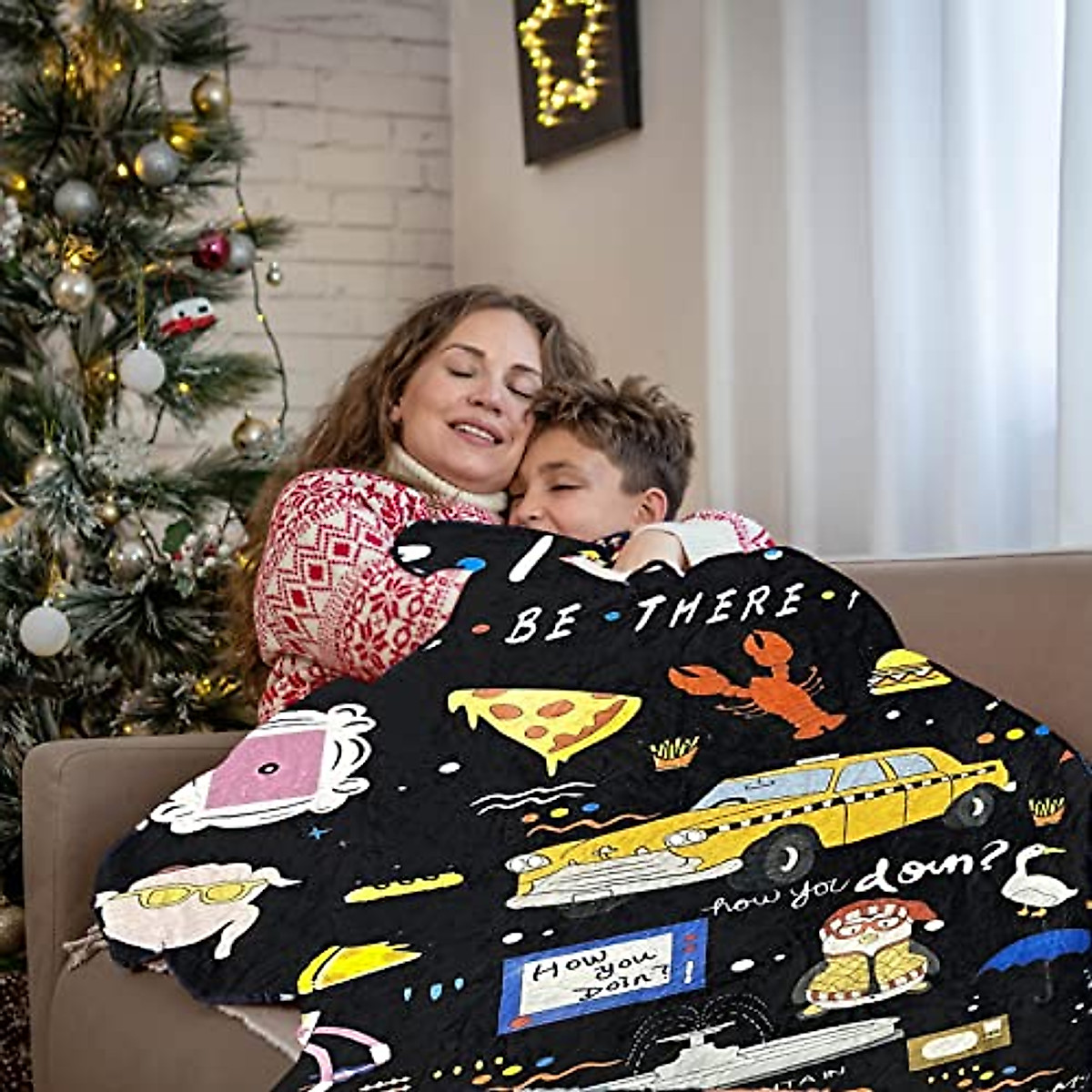 Friends Blanket,Friends TV Show Gifts,Friends TV Show Merchandise,Double Sided Print Throw Soft Warm Lightweight Blanket for Friends Fans Birthday Christmas,Home Living Room Decor Black 51"x59"