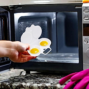 Microwave Egg Cooker Microwave Egg Poacher Microwave Egg Boiler 2Pcs Food Grade PP Microwave Egg Poacher with Lid 2 Cups Handled Heat Resistant Microwave Egg Maker